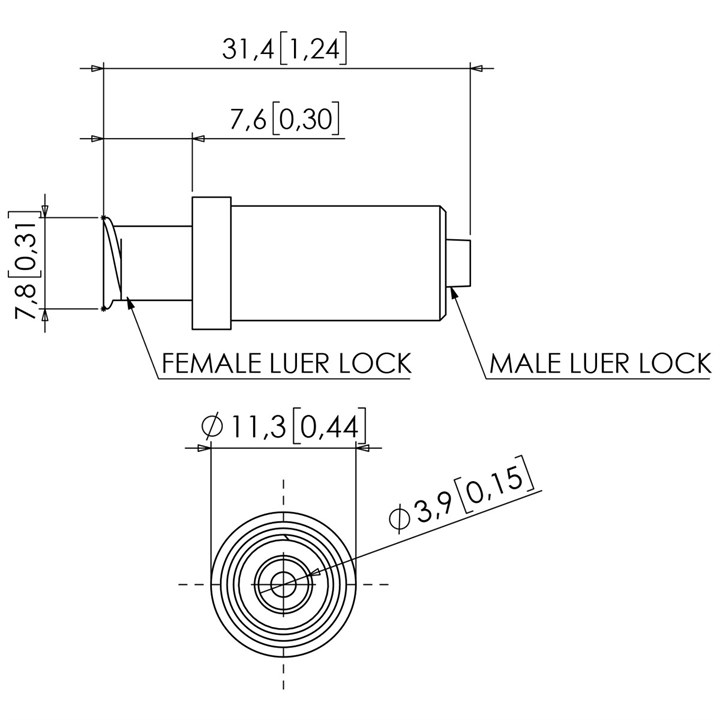 Luer Lock Access Needle Free Check Valve with Female/Male Luer Lock ...