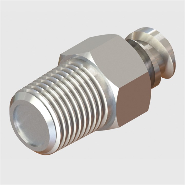 Stainless Steel Luer - Luer to Thread with Shut-Off Valve