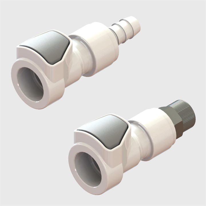 Thumb Latch Couplings - 1/4" Flow, Sockets, Valved, Plastic latch ...